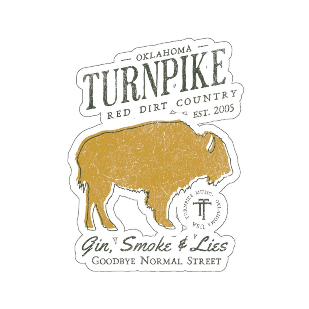 Turnpike Music Vintage Buffalo Western Sticker, Gin Smoke Lies ...