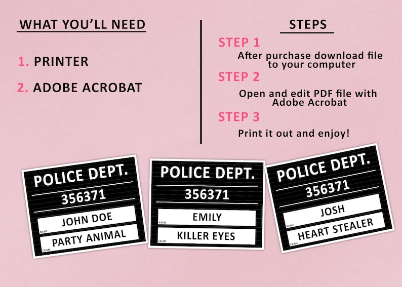 Editable Mugshot for Parties PDF - Etsy