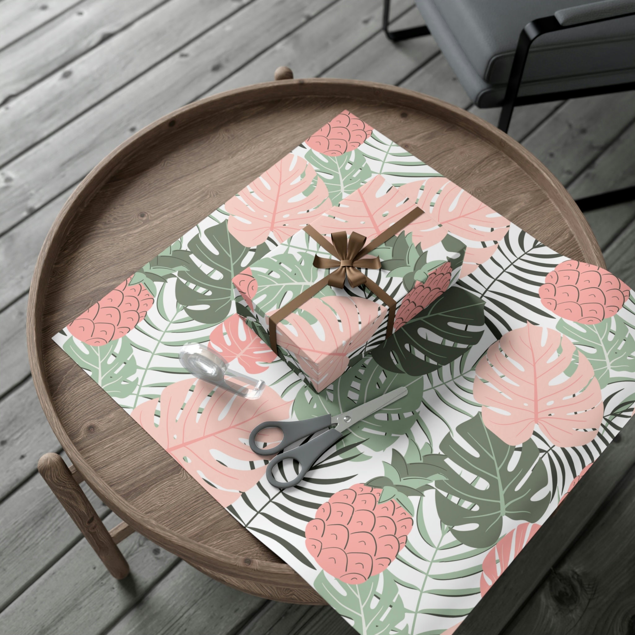 Tropical Gift Wrap Paper Hawaiian Leaves Gift Wrapping Tissue Pineapple ...
