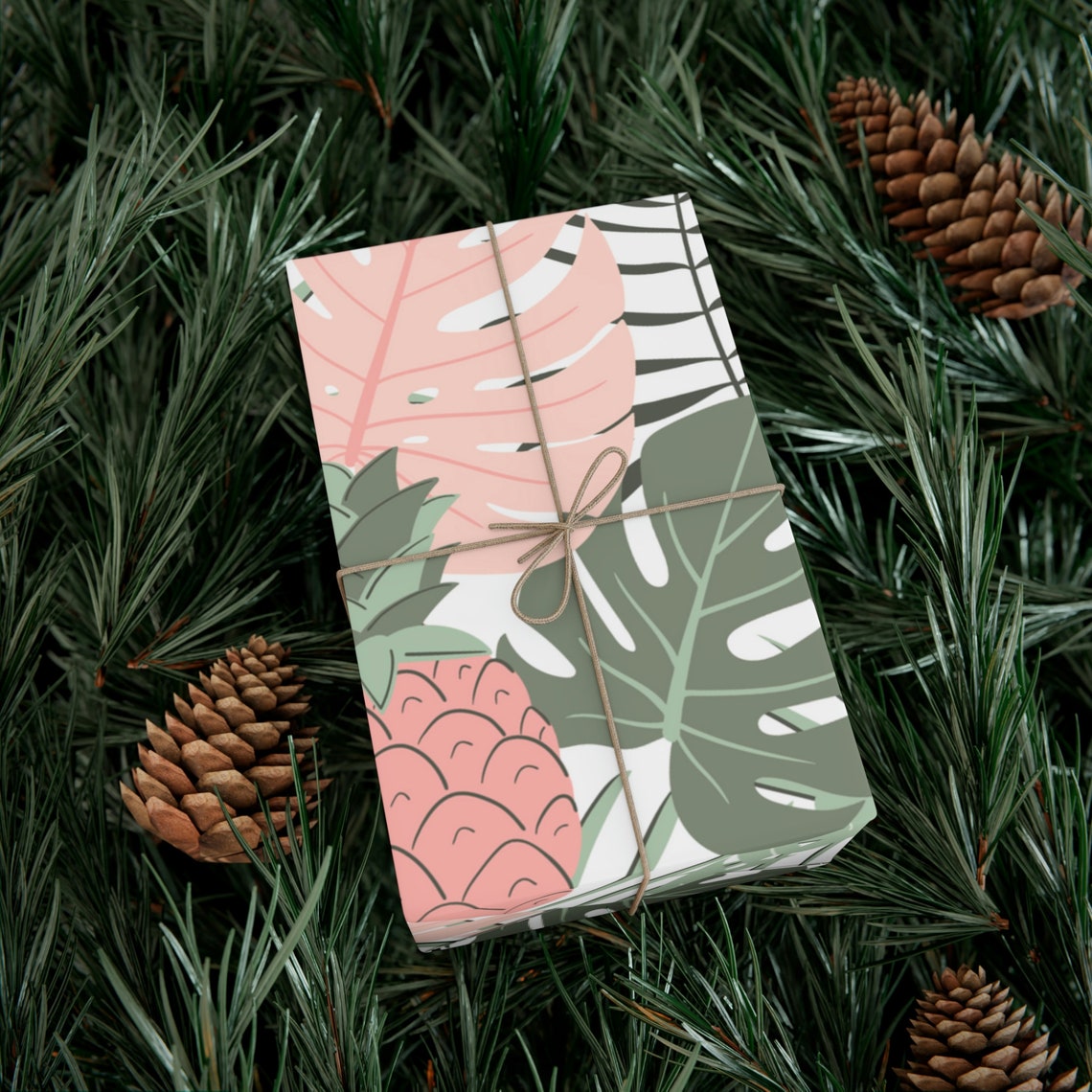 Tropical Gift Wrap Paper Hawaiian Leaves Gift Wrapping Tissue Pineapple ...