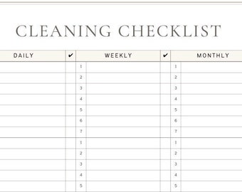 Blank Cleaning Checklist - Etsy