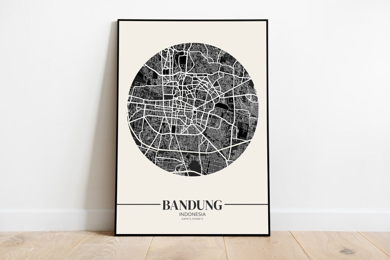 Printable Bandung City Map Poster High-resolution Digital Download Wall ...