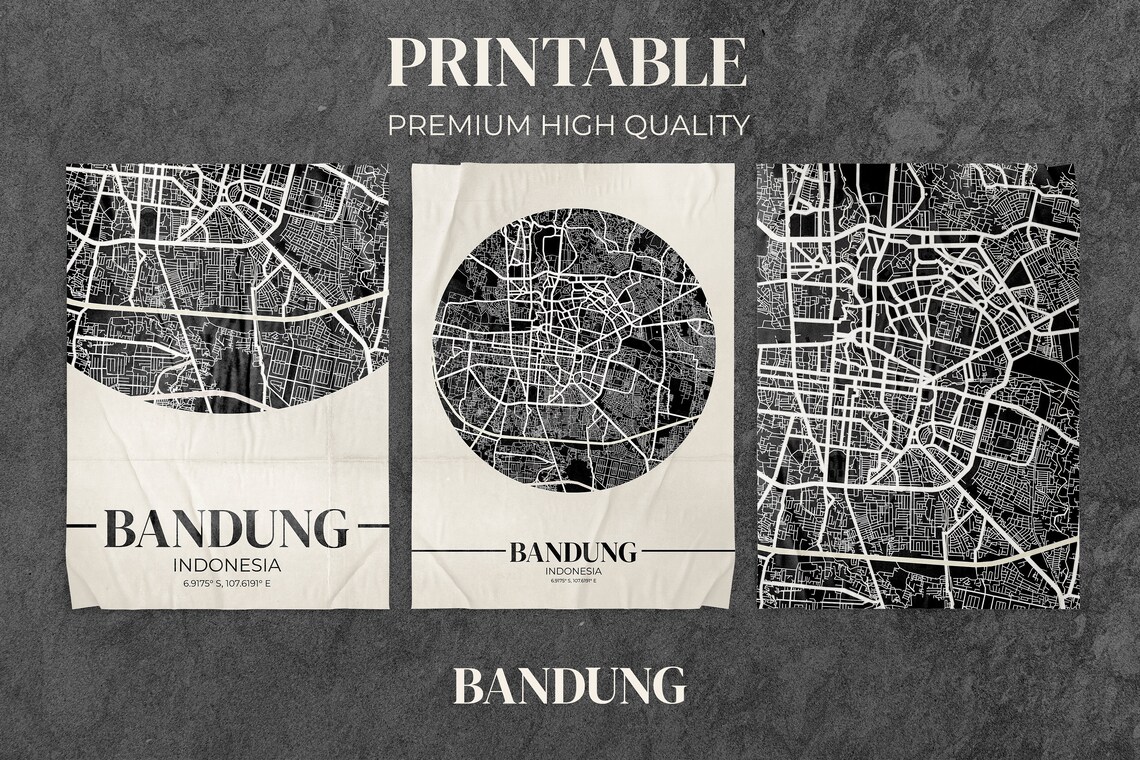 Printable Bandung City Map Poster High-resolution Digital Download Wall ...