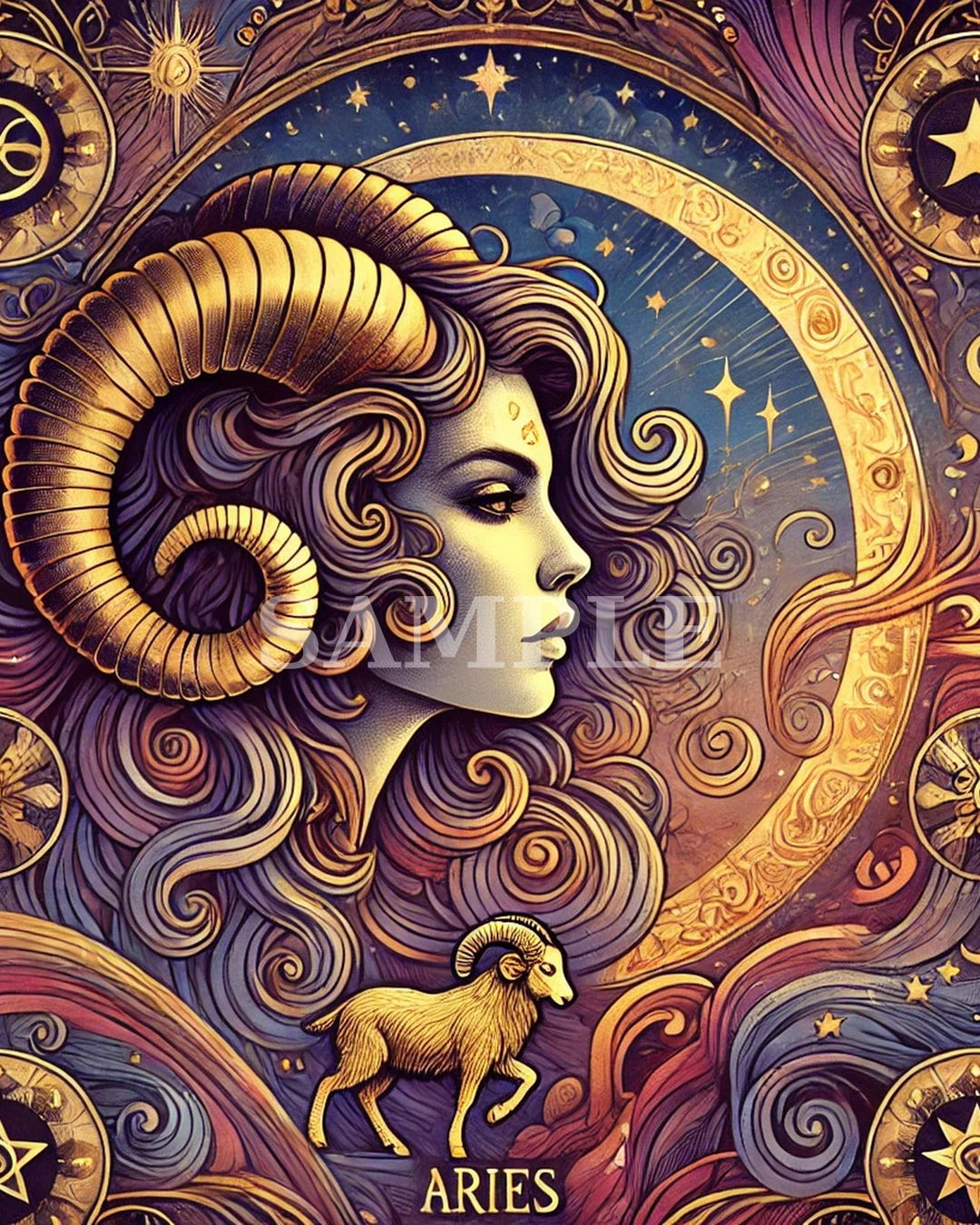 Art Deco Aries Tarot Card Print: Zodiac Astrology (digital Download) - Etsy