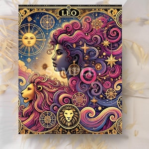 Leo Tarot Card - Art Deco Zodiac Print - Mystical Digital Download - Etsy