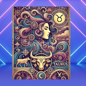 Taurus Tarot Card - Art Deco Zodiac Print - Mystical Digital Download ...