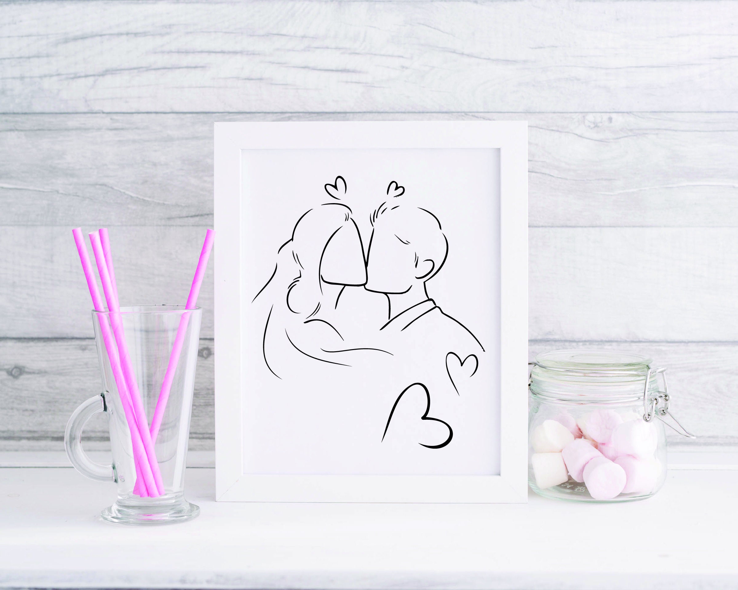 Abstract Couple Line Art Romantic Poster Line Art Couple One Line ...