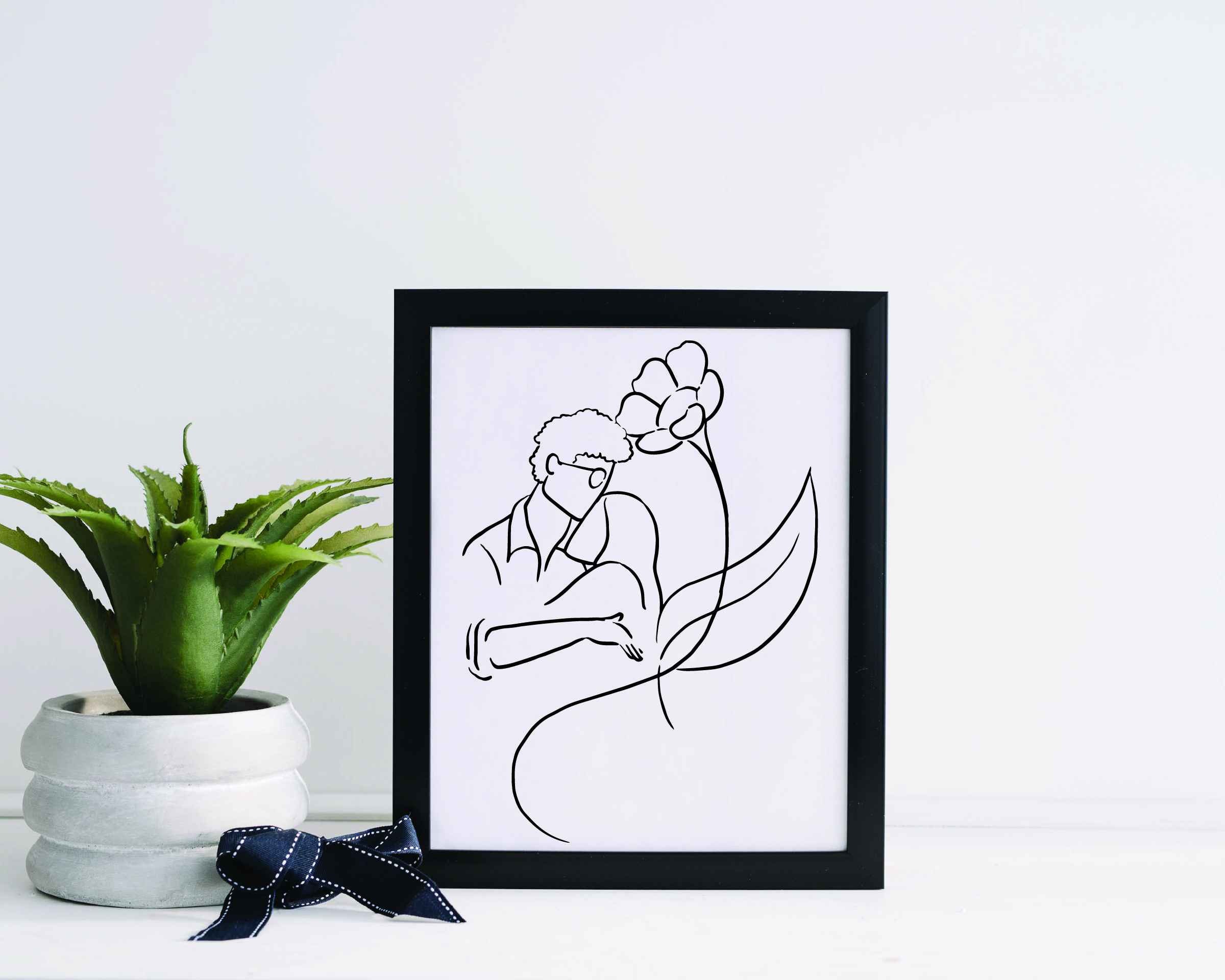 Couple Love Line Art, Abstract Couple Art, Feminist Minimalist Artwork ...
