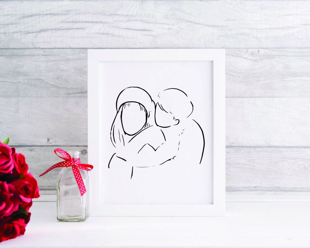Couple Line Art Abstract Couple Art Minimalist Love Art Printable