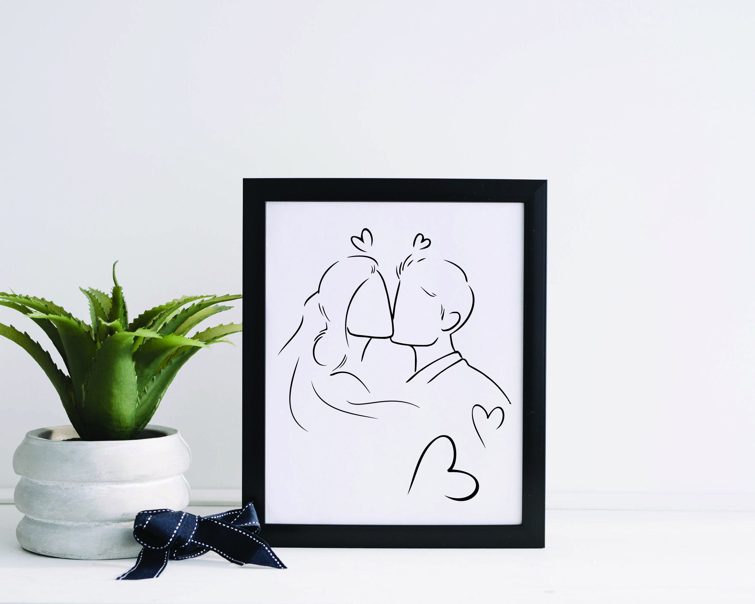 Abstract Couple Line Art Romantic Poster Line Art Couple One Line ...