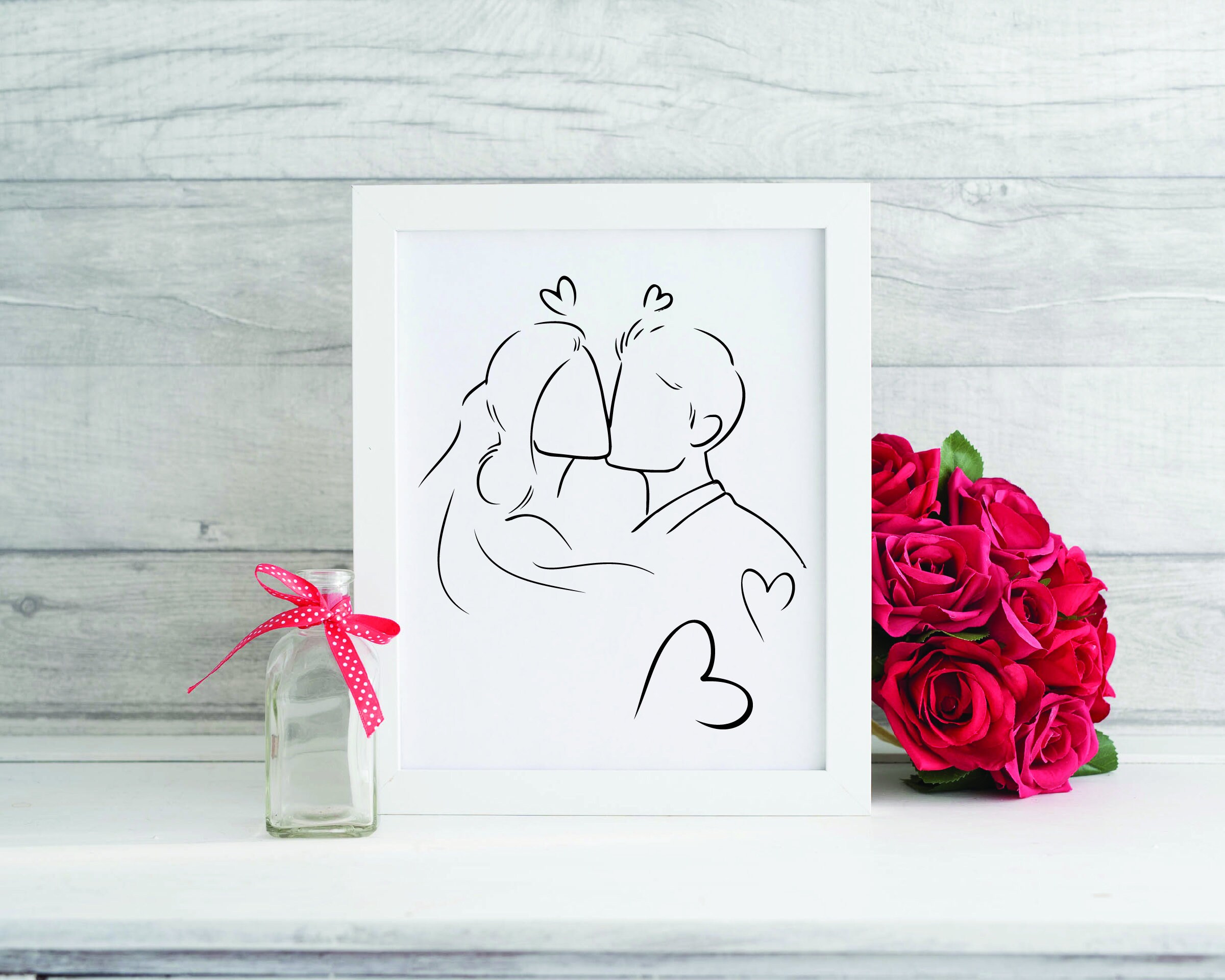Abstract Couple Line Art Romantic Poster Line Art Couple One Line ...