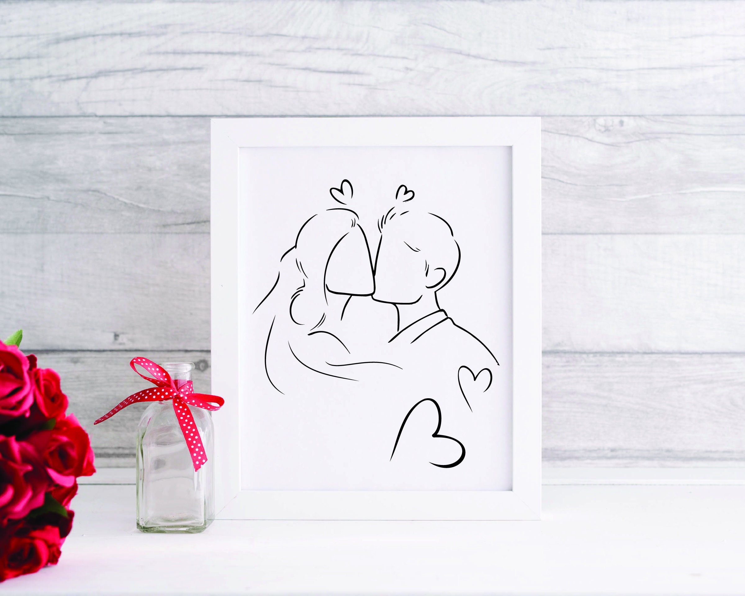 Abstract Couple Line Art Romantic Poster Line Art Couple One Line ...