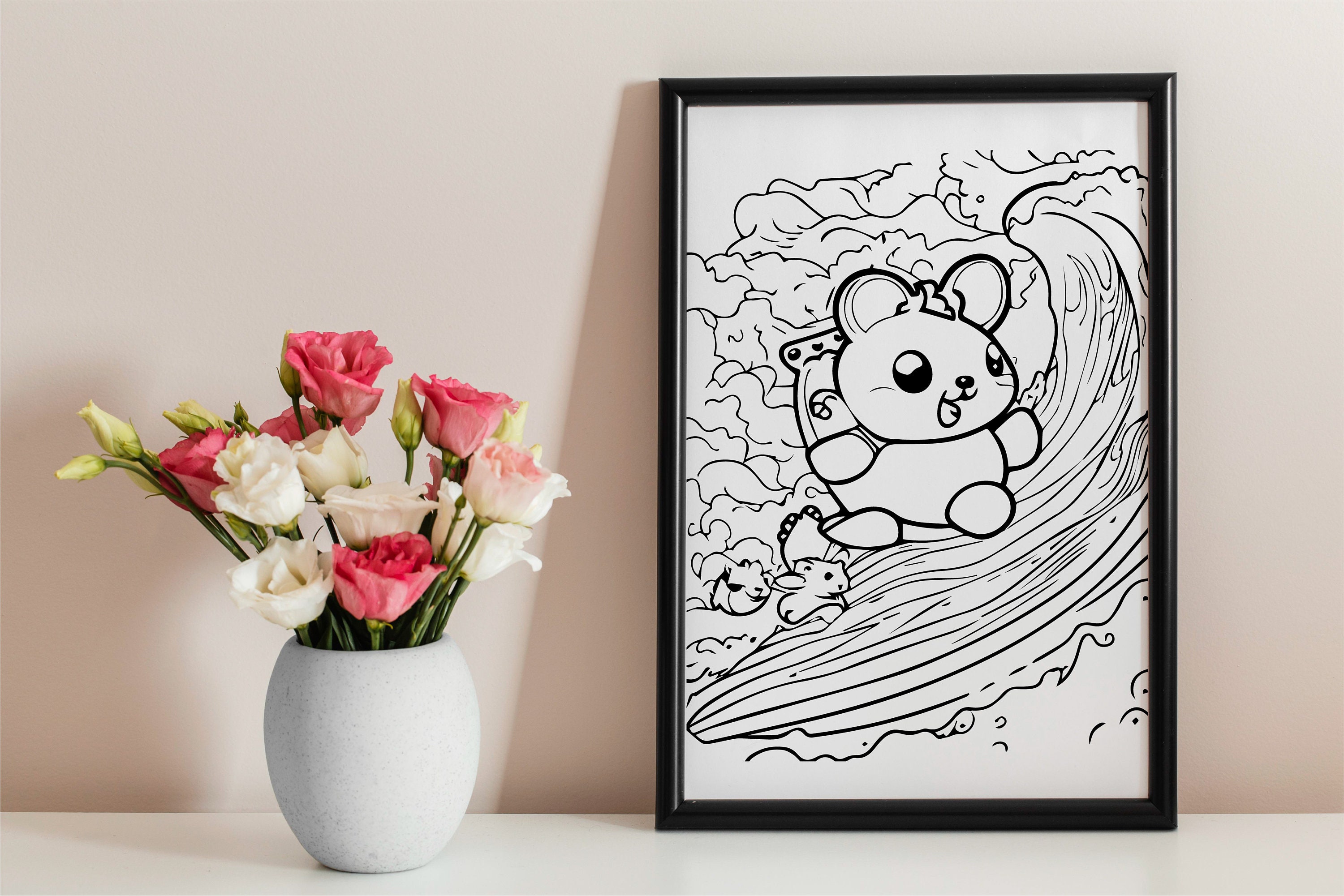 A Nice Doll Line Art, Downloadable Printable Digital Print Poster ...