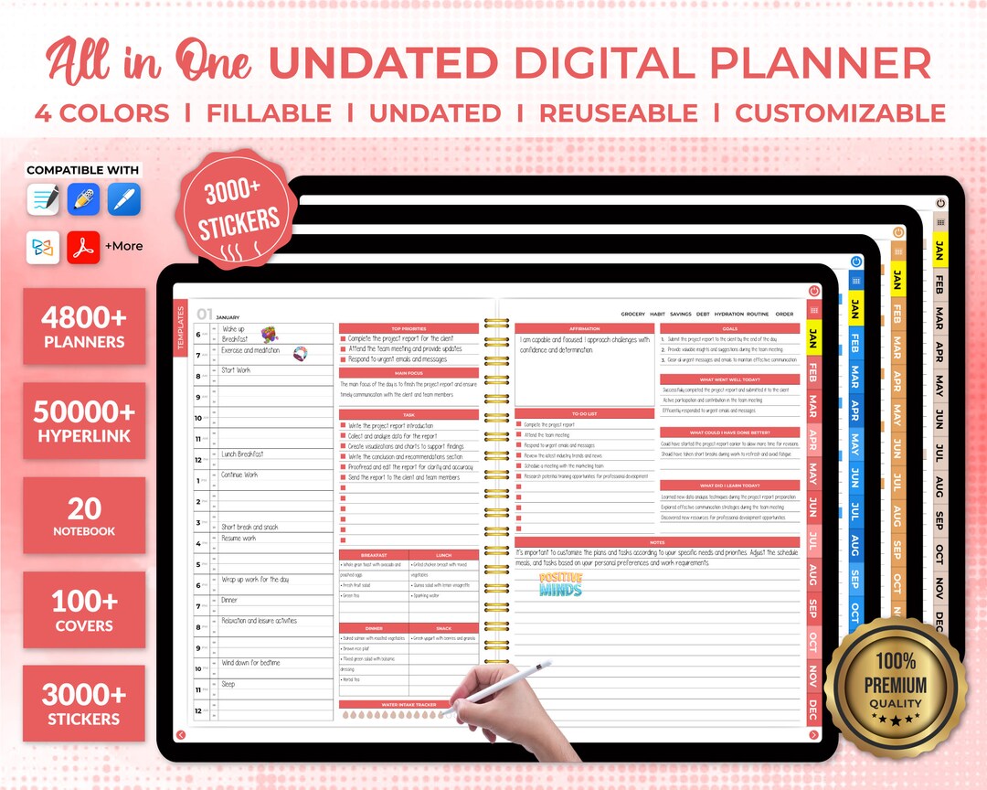 Ultimate All-in-one Undated Digital Planner Fillable Planner Goodnotes ...
