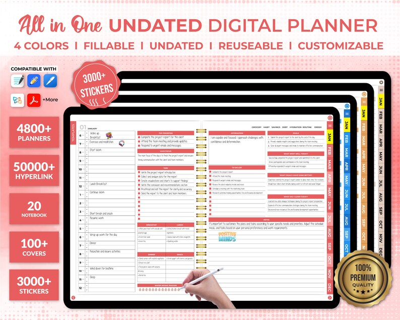 Ultimate All-in-one Undated Digital Planner Fillable Planner Goodnotes ...