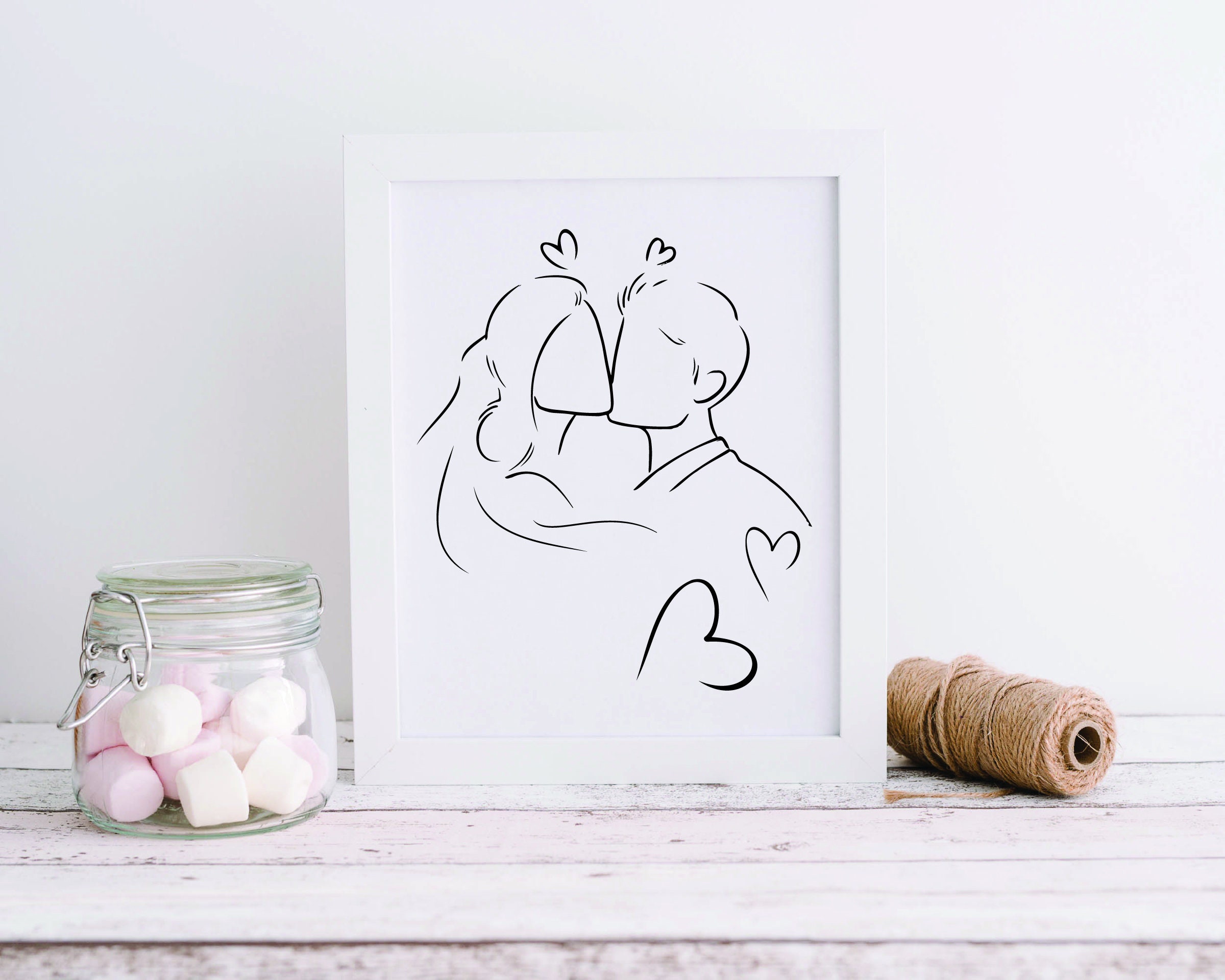 Abstract Couple Line Art Romantic Poster Line Art Couple One Line ...