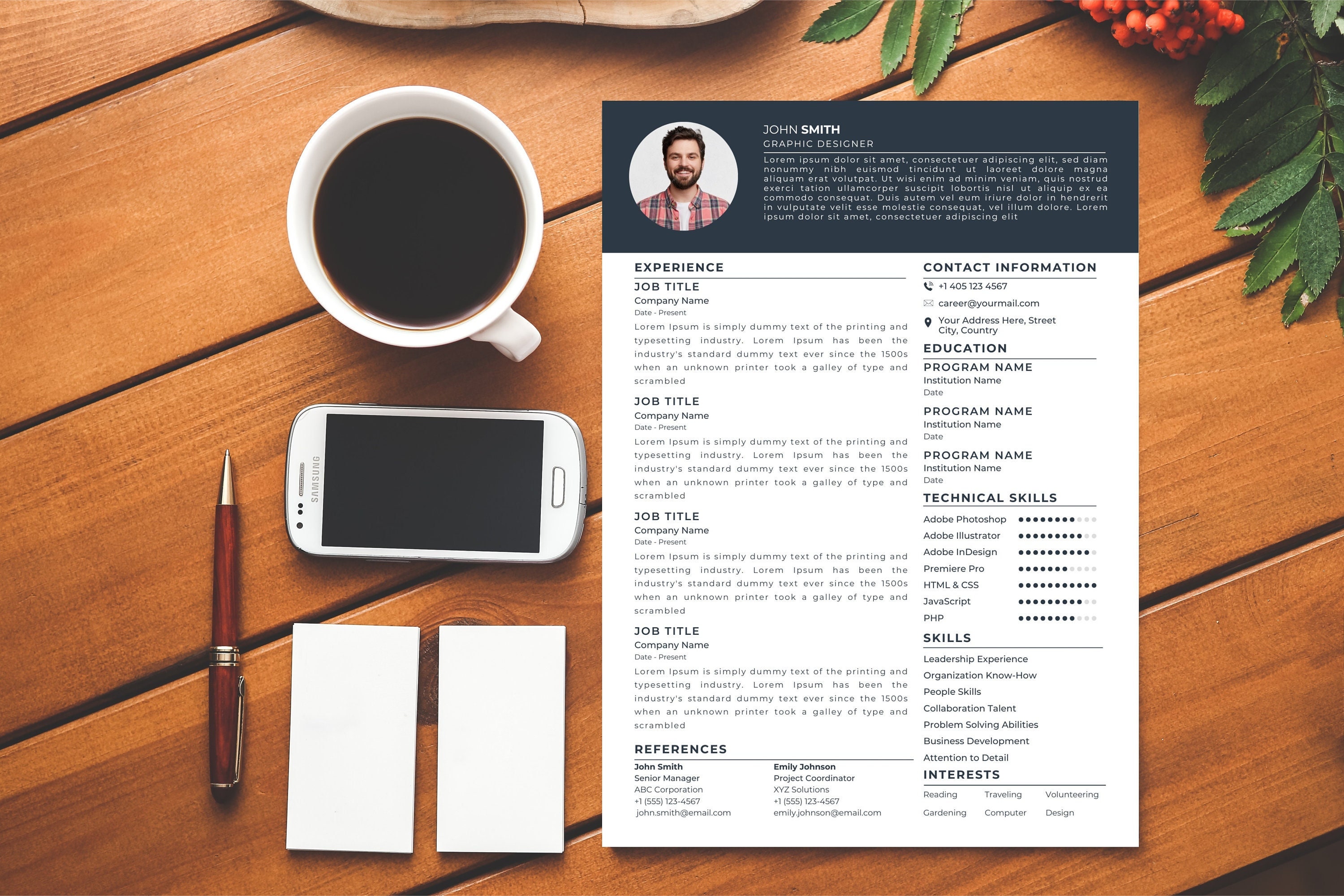 Canva Resume Template, Monogram CV Design, Clean Cover Letter, Editable ...