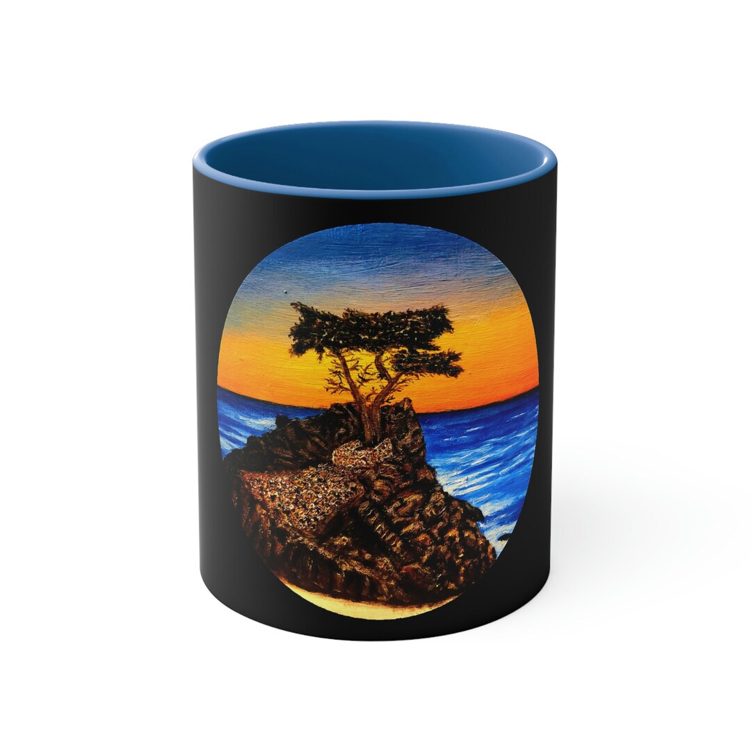 Lone Cypress Tree Coffee or Tea Mug, Colorful Hot Cold Coffee Golf ...