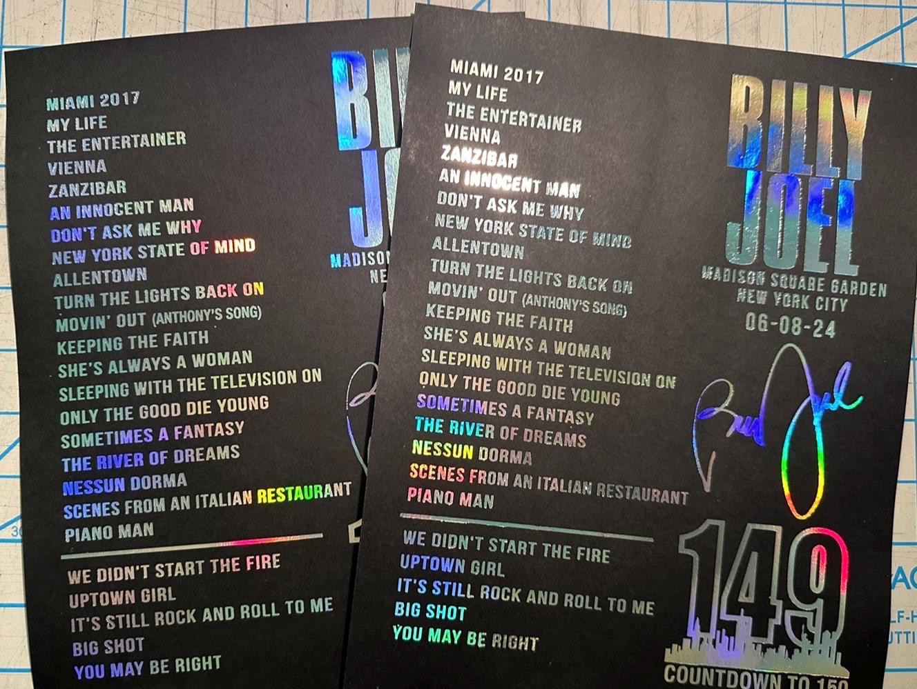 CUSTOM Setlist - Foiled Concert Souvenir Setlist - **choose Your Own ...