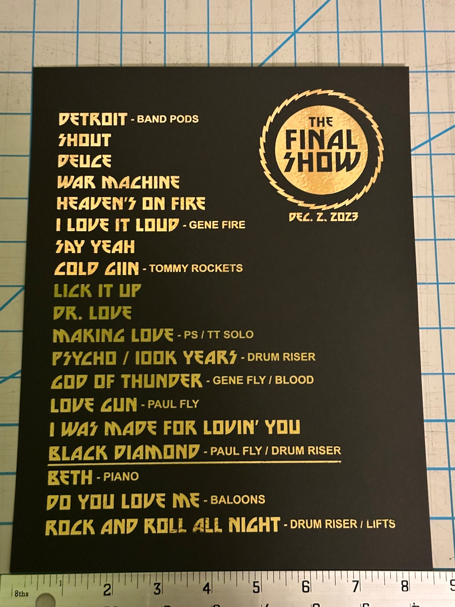 CUSTOM Setlist - Foiled Concert Souvenir Setlist - **choose Your Own ...