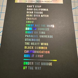 CUSTOM Setlist - Foiled Concert Souvenir Setlist - **choose Your Own ...