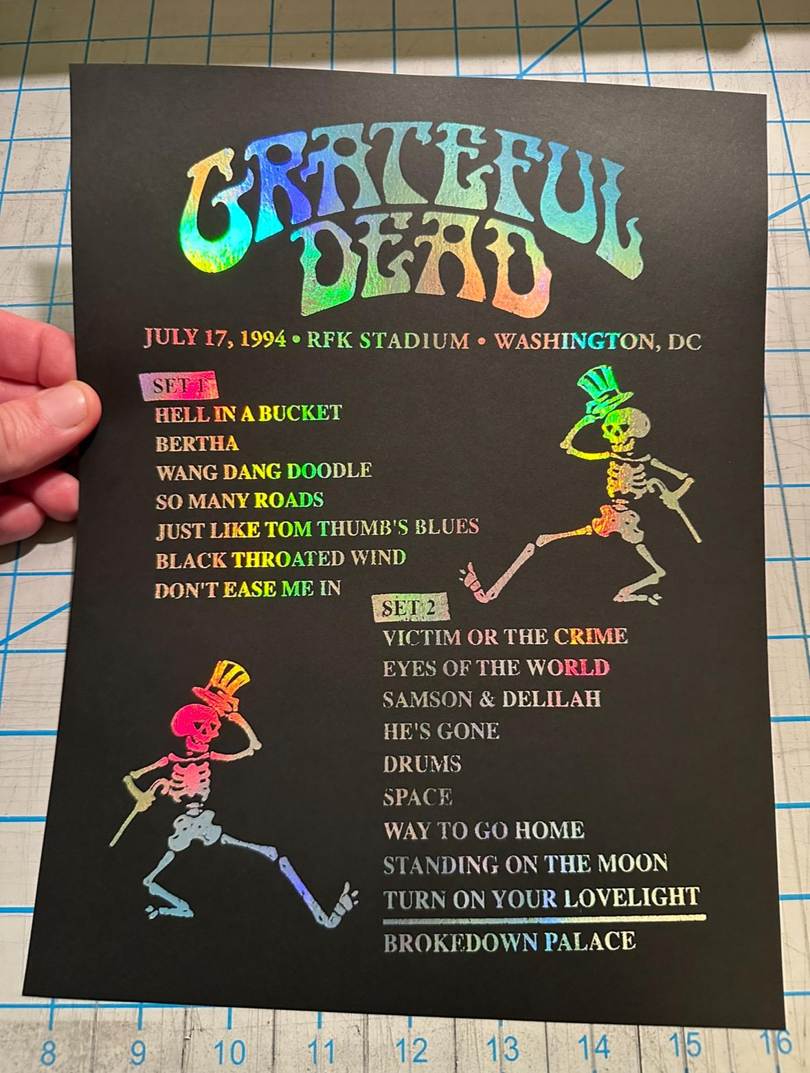 CUSTOM Setlist - Foiled Concert Souvenir Setlist - **choose Your Own ...