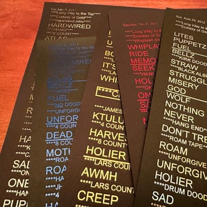 CUSTOM Setlist - Foiled Concert Souvenir Setlist - **choose Your Own ...