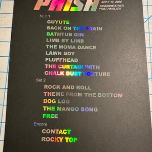 CUSTOM Setlist - Foiled Concert Souvenir Setlist - **choose Your Own ...