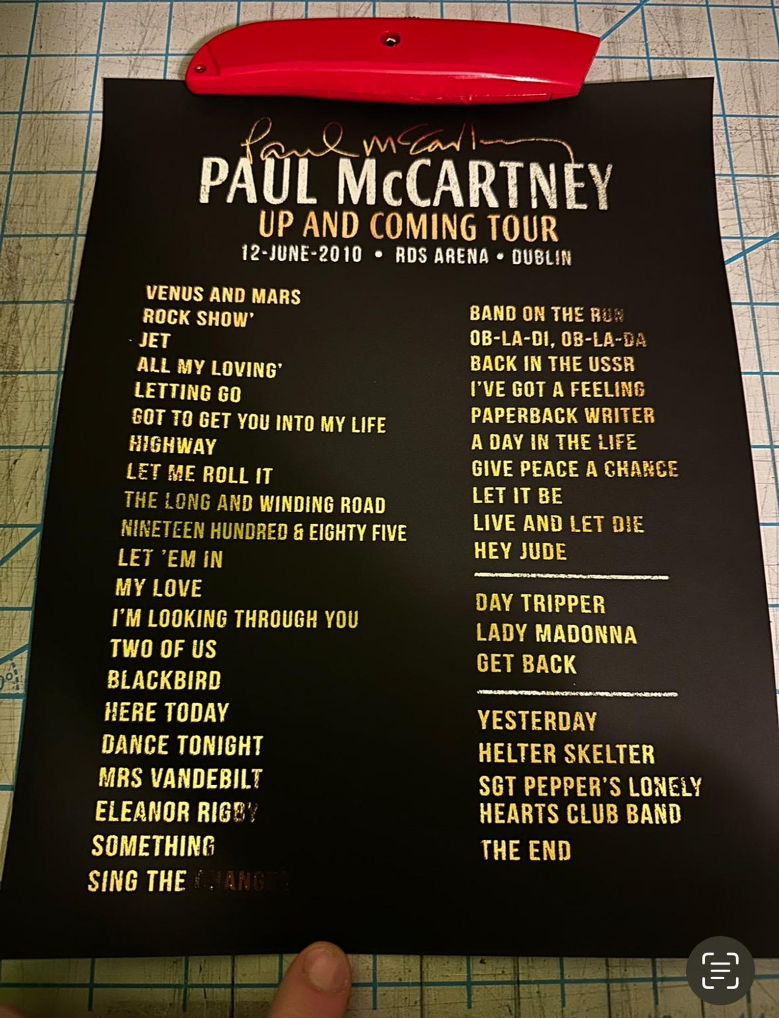 CUSTOM Setlist - Foiled Concert Souvenir Setlist - **choose Your Own ...