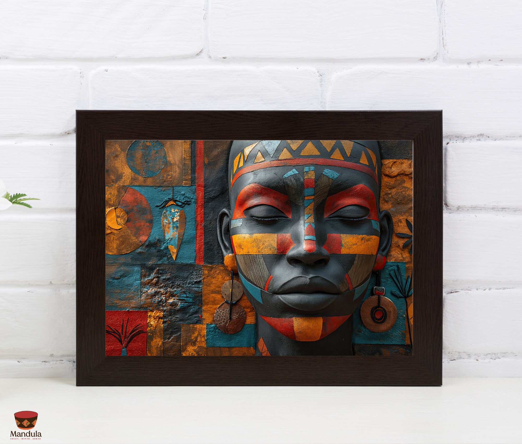 Vividly Colorful African Portrait of Woman's Face African/black/african ...