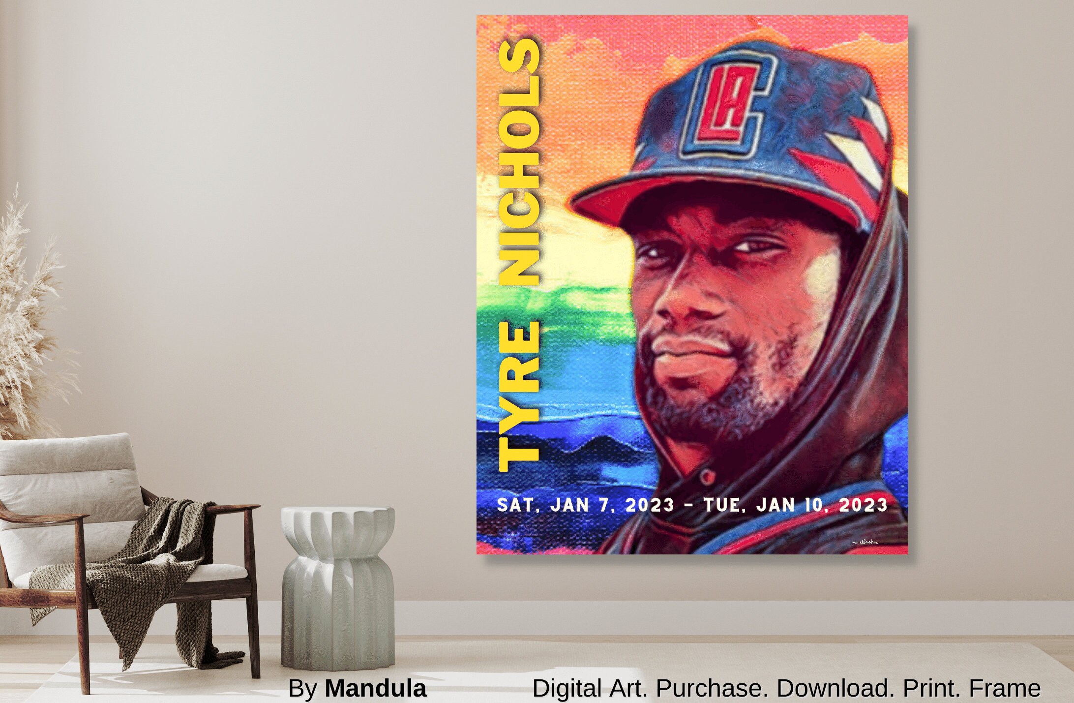 Tyre Nichols Portrait, Justice for Tyre Digital Poster Printable ...