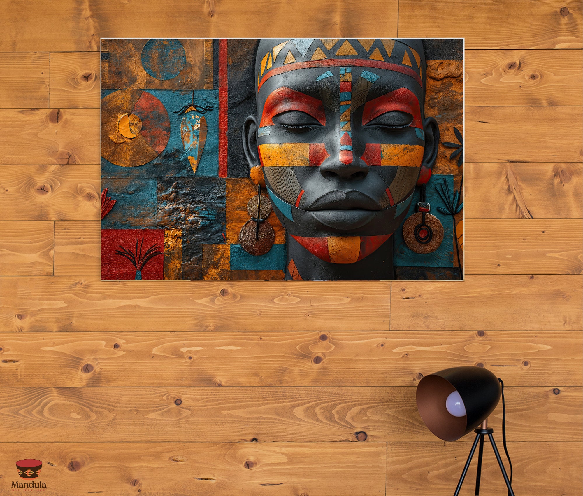 Vividly Colorful African Portrait of Woman's Face African/black/african ...