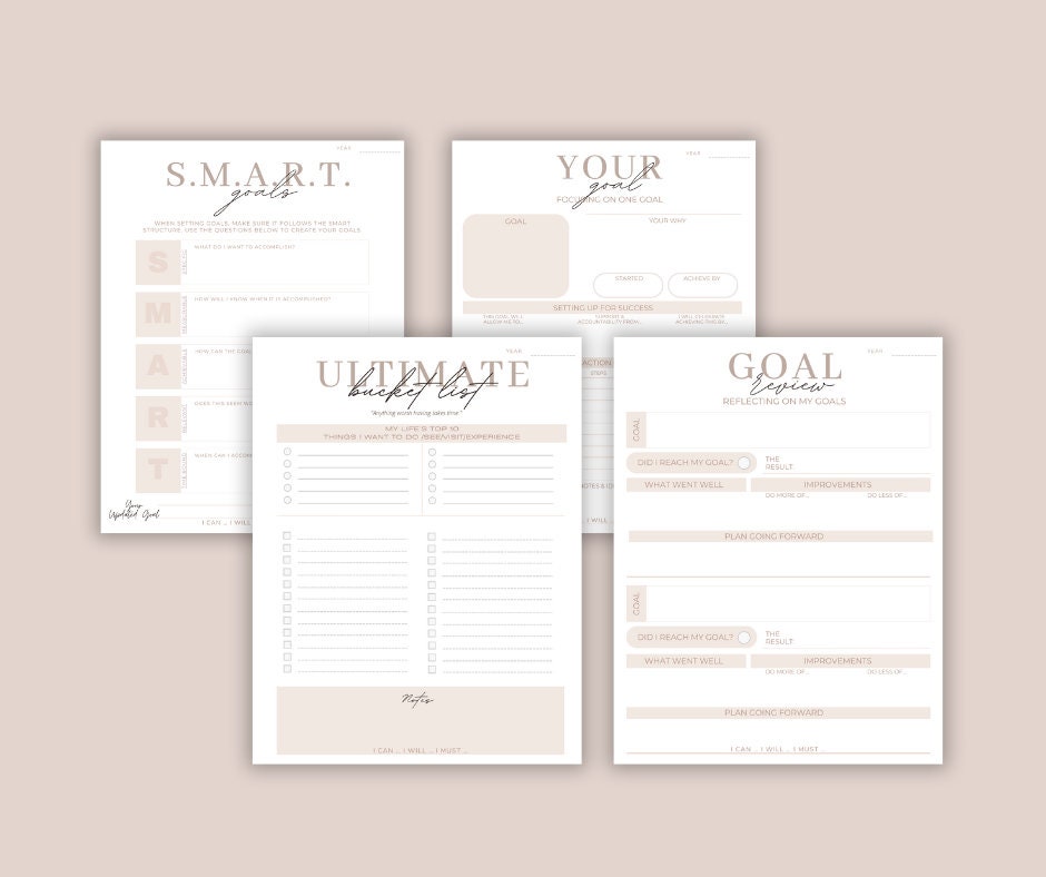 My Goal Planner Tracker With SMART Goals PRINTABLE Undated 12 Pages - Etsy