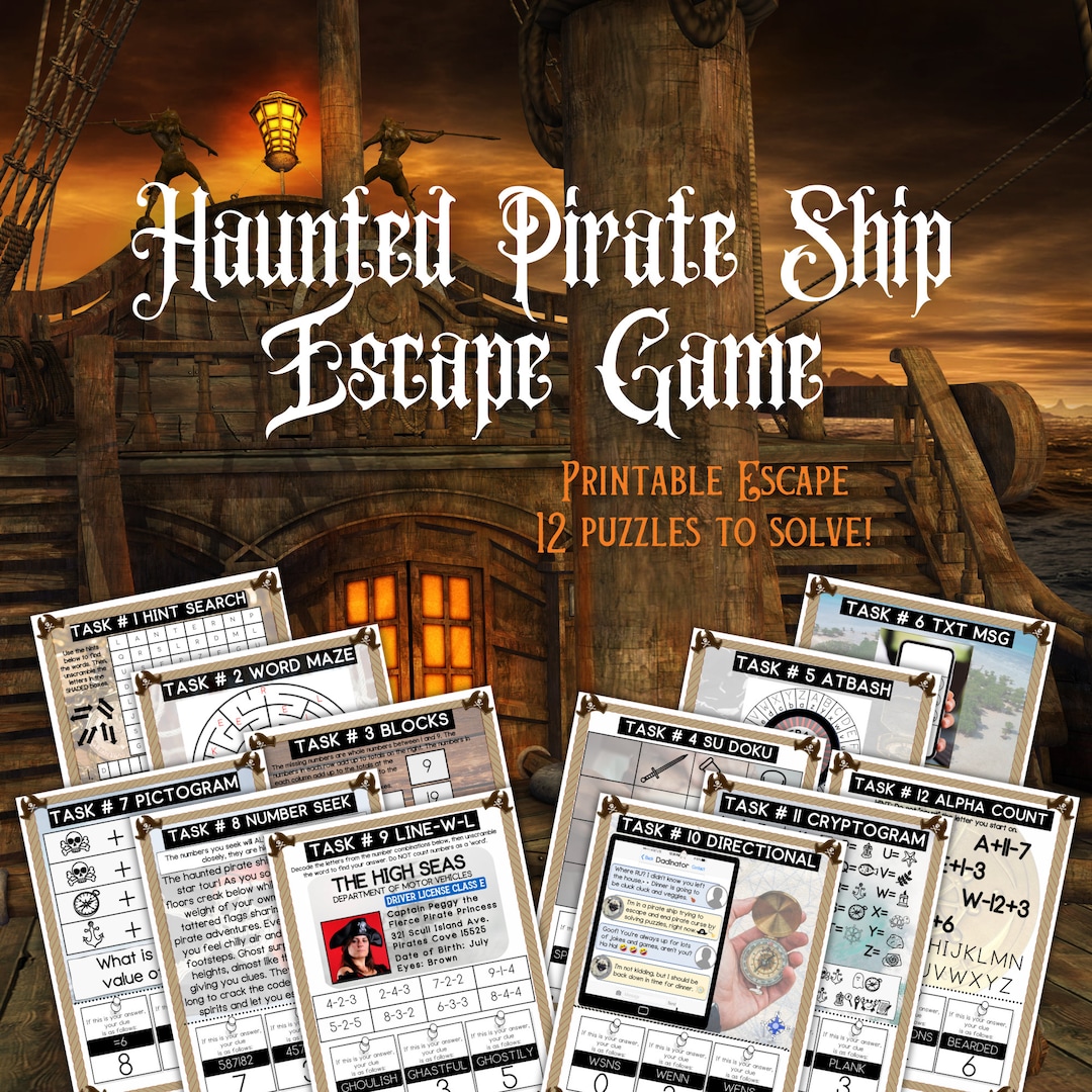 Haunted Pirate Ship Escape Room, Birthday Escape Room Game, Halloween ...