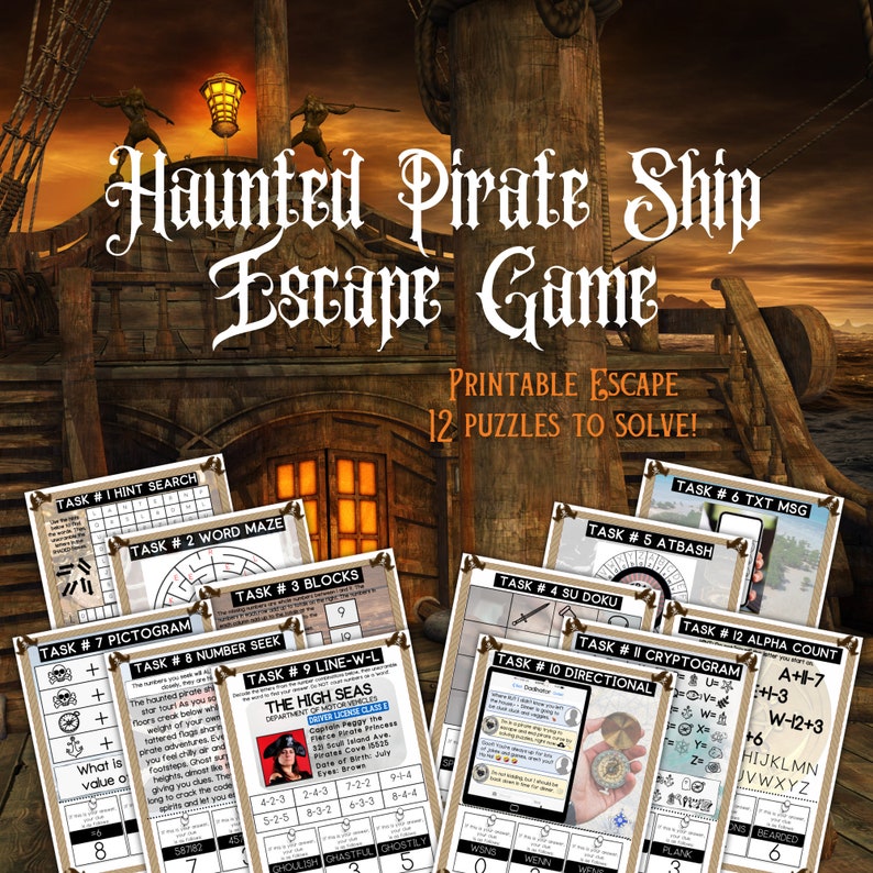 Haunted Pirate Ship Escape Room, Birthday Escape Room Game, Halloween ...