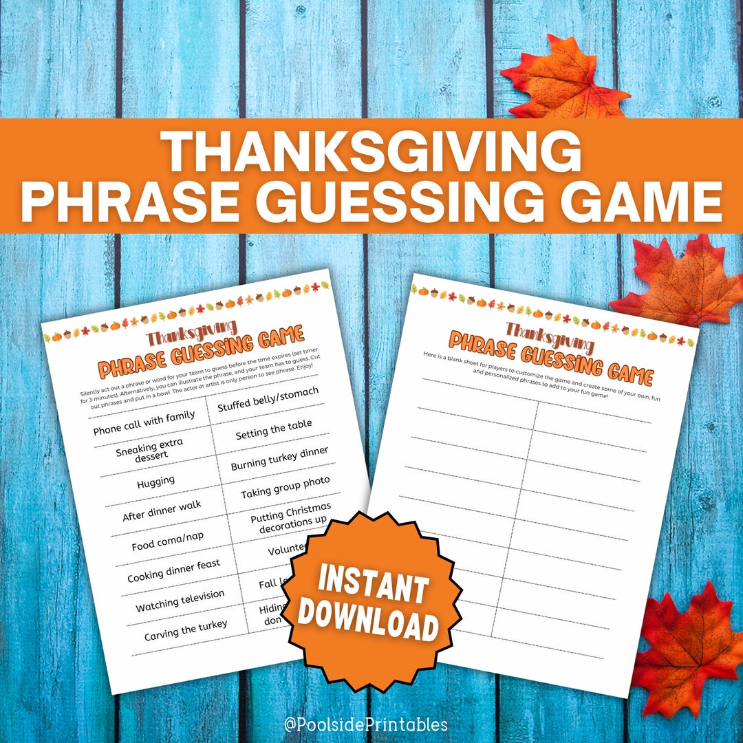 Thanksgiving Phrase Guessing Game, Thanksgiving Drawing Game ...