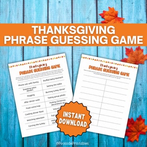 Thanksgiving Phrase Guessing Game, Thanksgiving Drawing Game ...