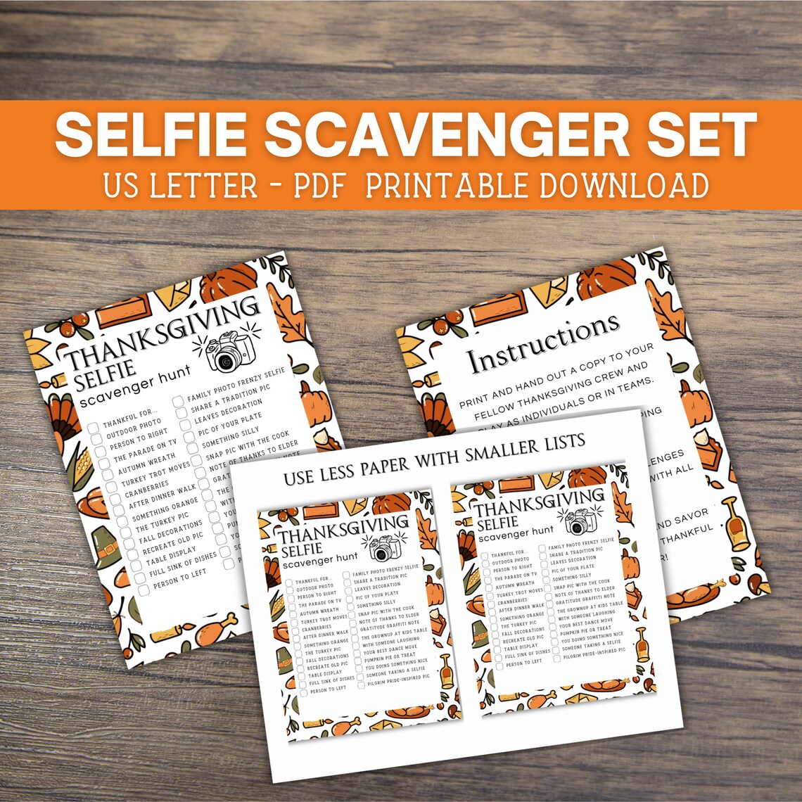 Thanksgiving Selfie Scavenger Hunt | Thanksgiving Games | Thanksgiving ...