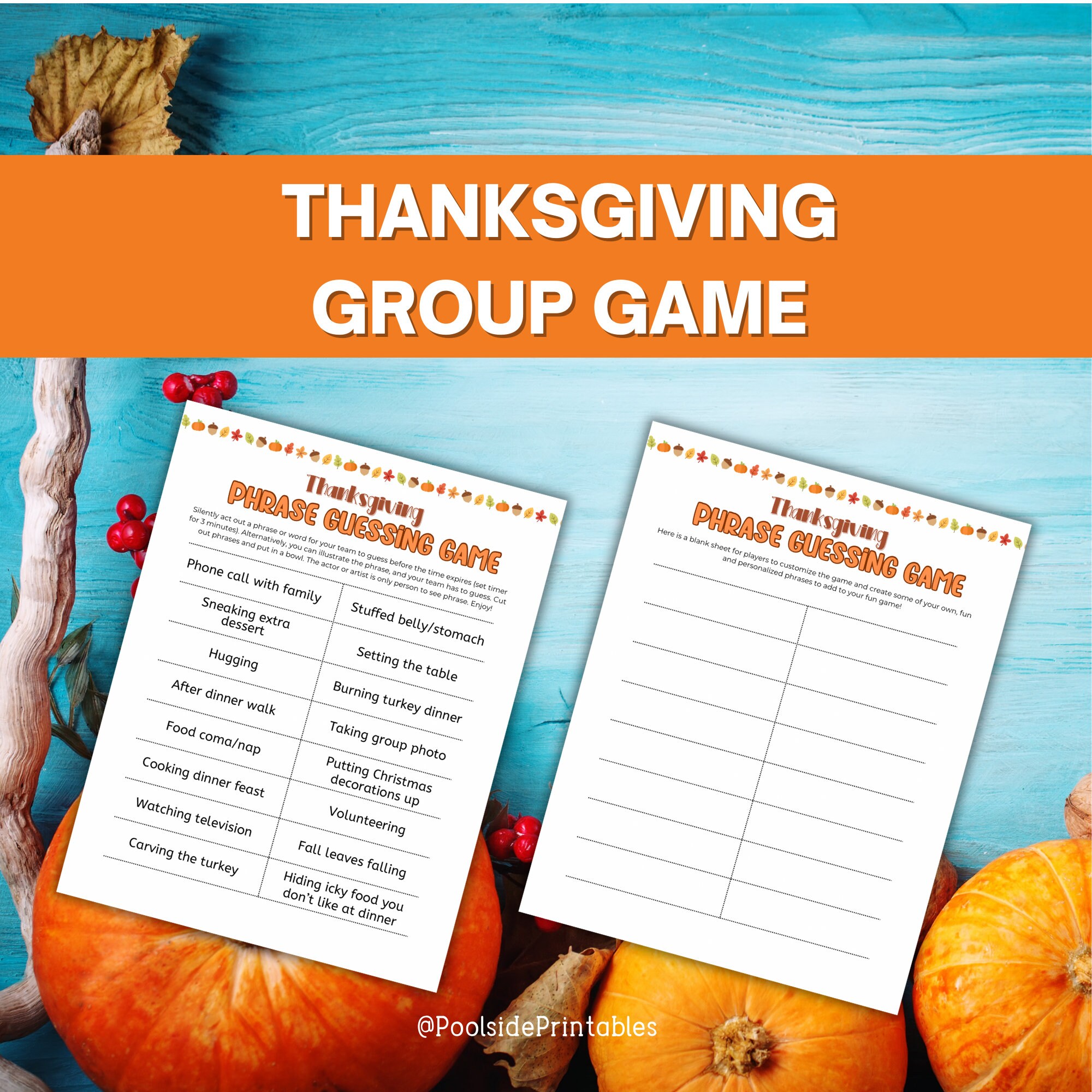 Thanksgiving Phrase Guessing Game, Thanksgiving Drawing Game ...