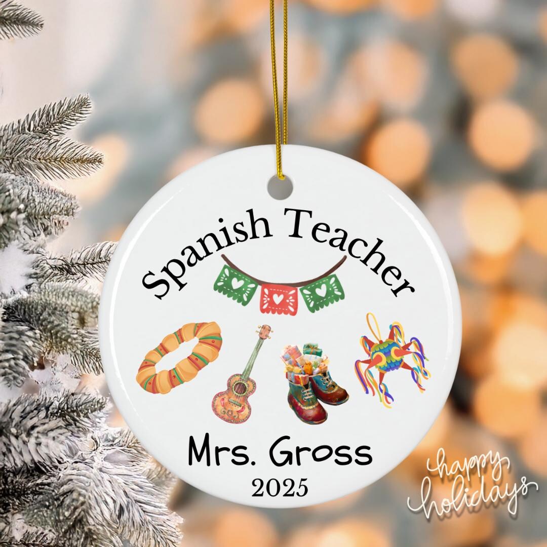 Custom Spanish Teacher Ornament, Teacher Keepsake, Personalized Name ...