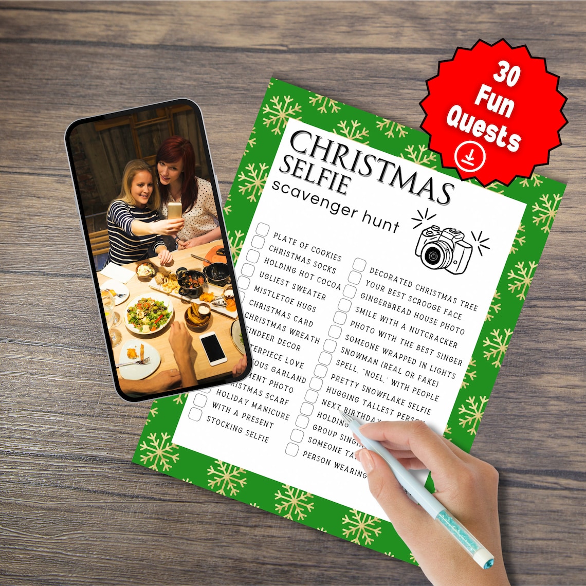 Christmas Selfie Scavenger Hunt | Christmas Party Games Printable ...