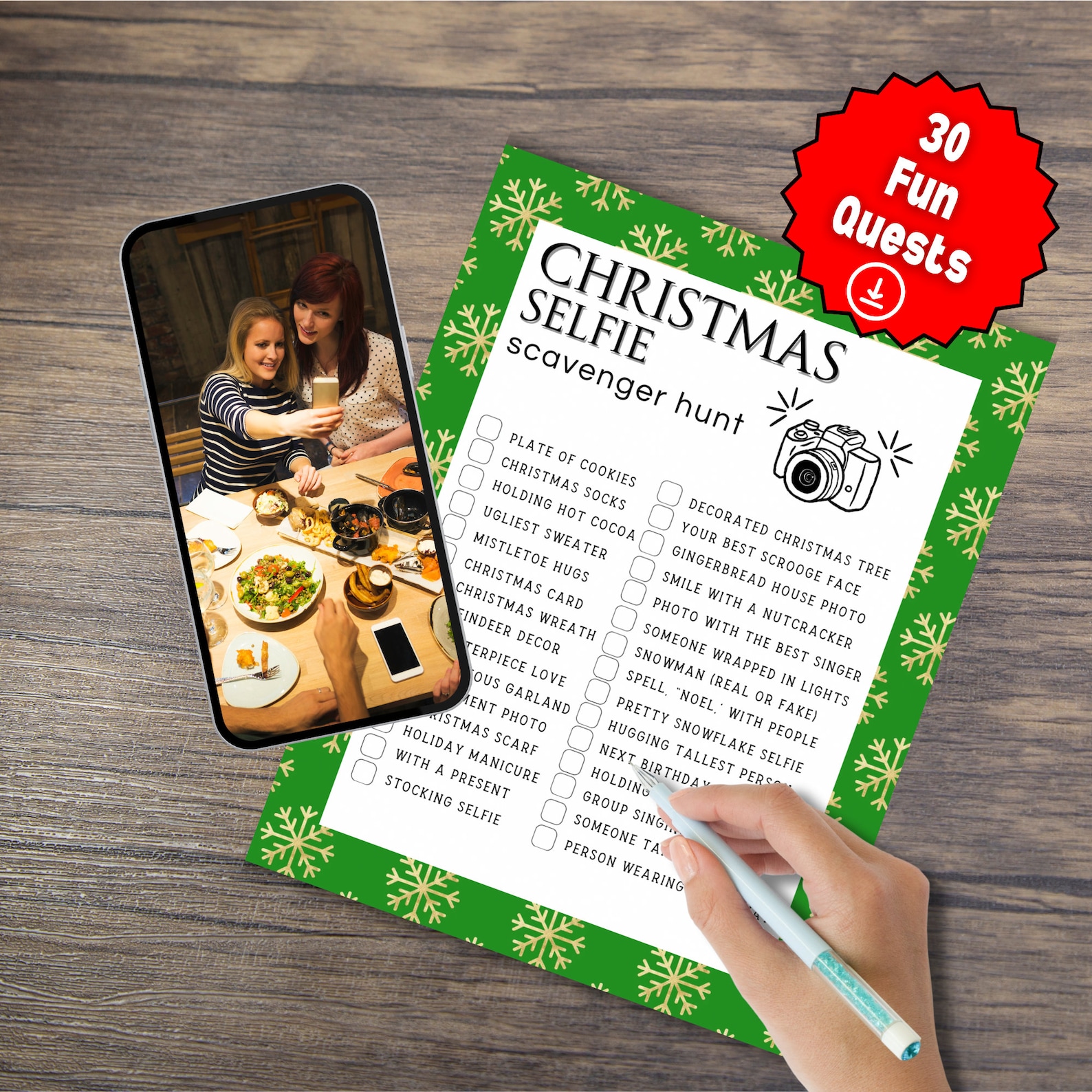 Christmas Selfie Scavenger Hunt | Christmas Party Games Printable | Fun ...