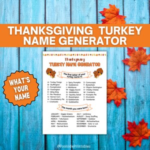 Turkey Name Game, Thanksgiving Name, Thanksgiving Game Printable - Etsy