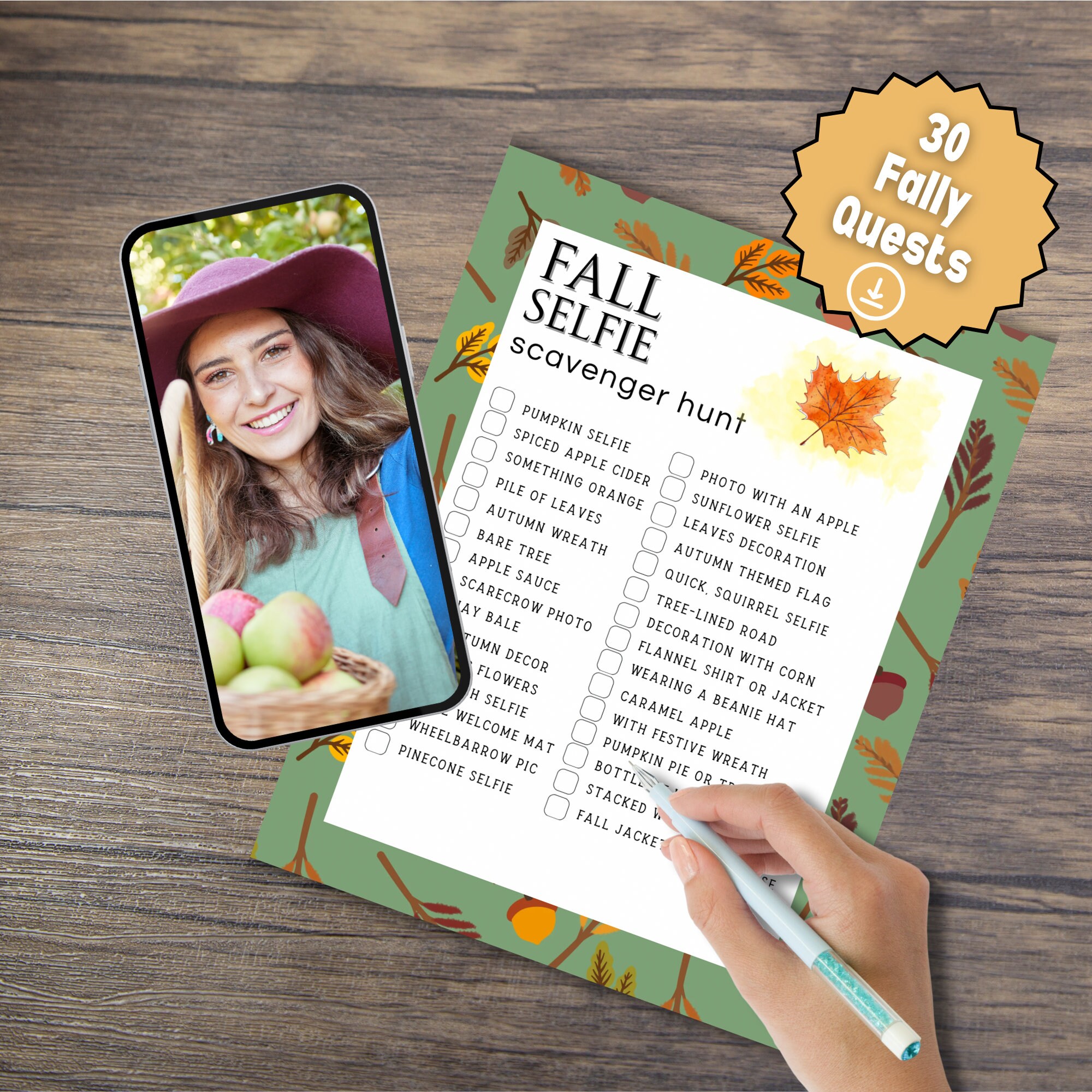 Fall Selfie Scavenger Hunt, Fall Scavenger Hunt, Treasure Hunt Tweens ...