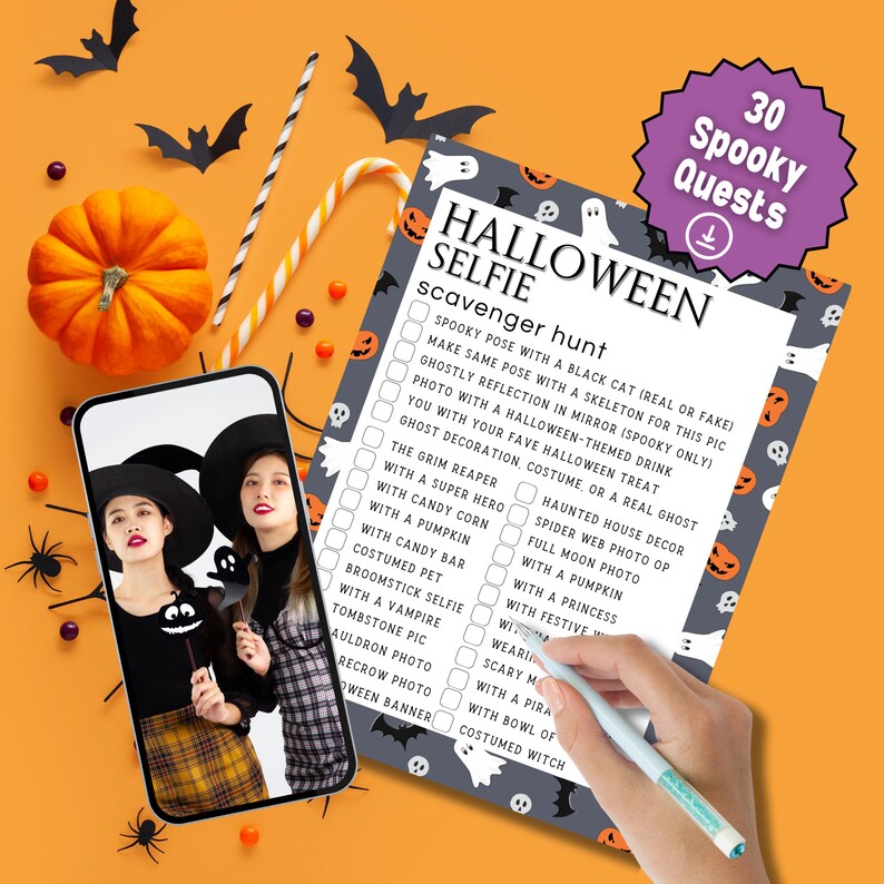 Halloween Selfie Scavenger Hunt, Halloween Scavenger Hunt, Halloween ...