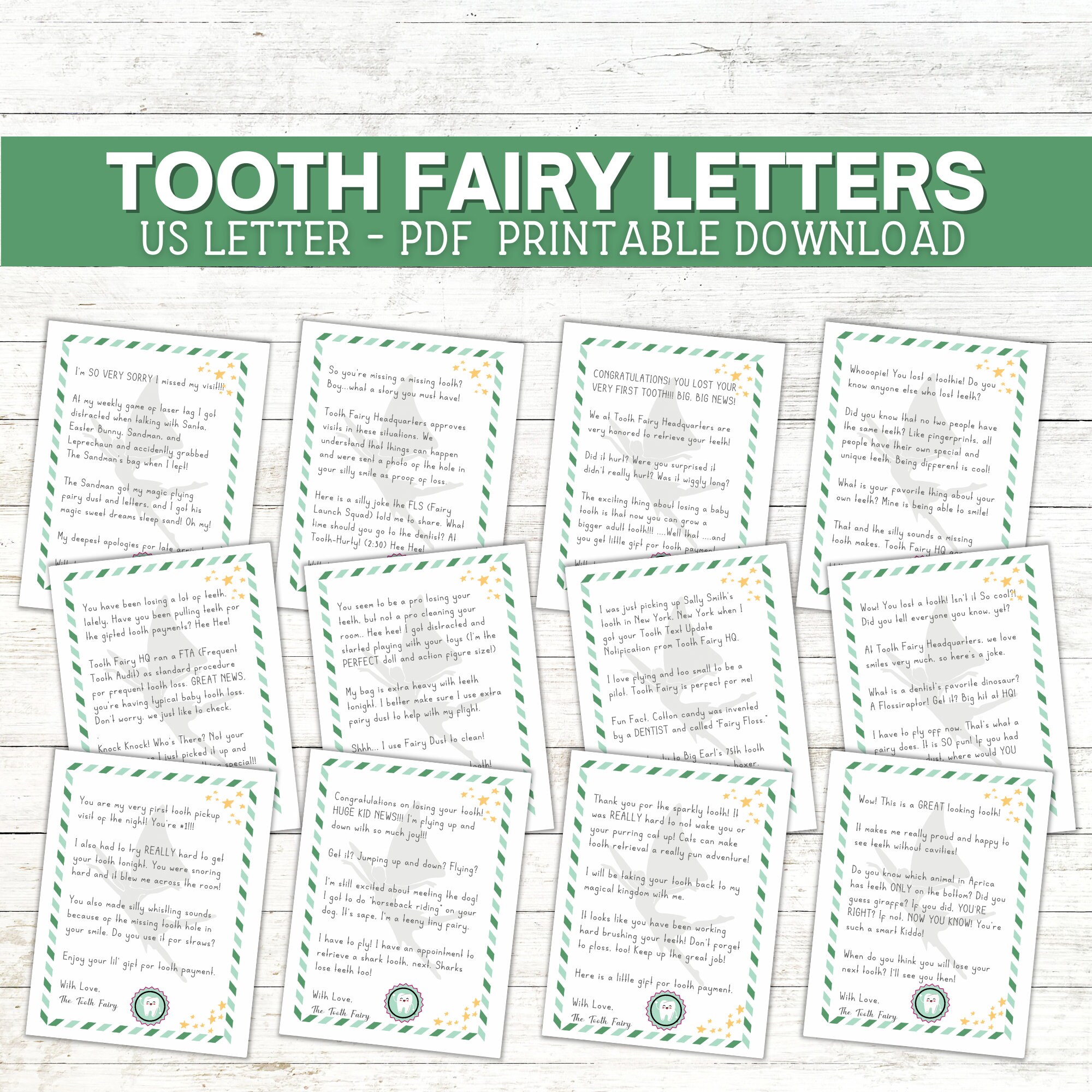 Tooth Fairy Letter Bundle With 12 Unique Letters DONE for YOU, First ...