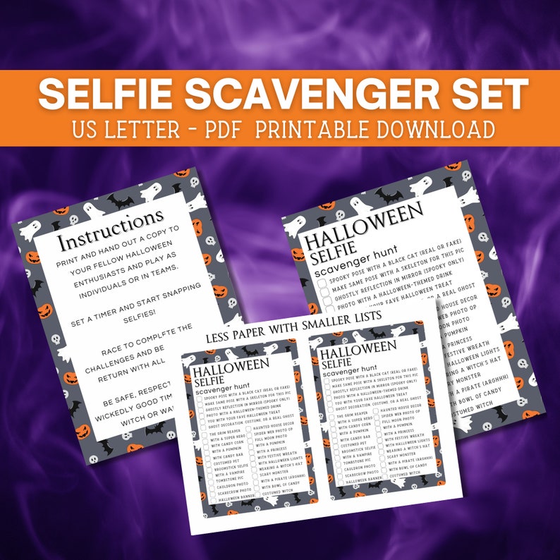 Halloween Selfie Scavenger Hunt, Halloween Scavenger Hunt, Halloween ...