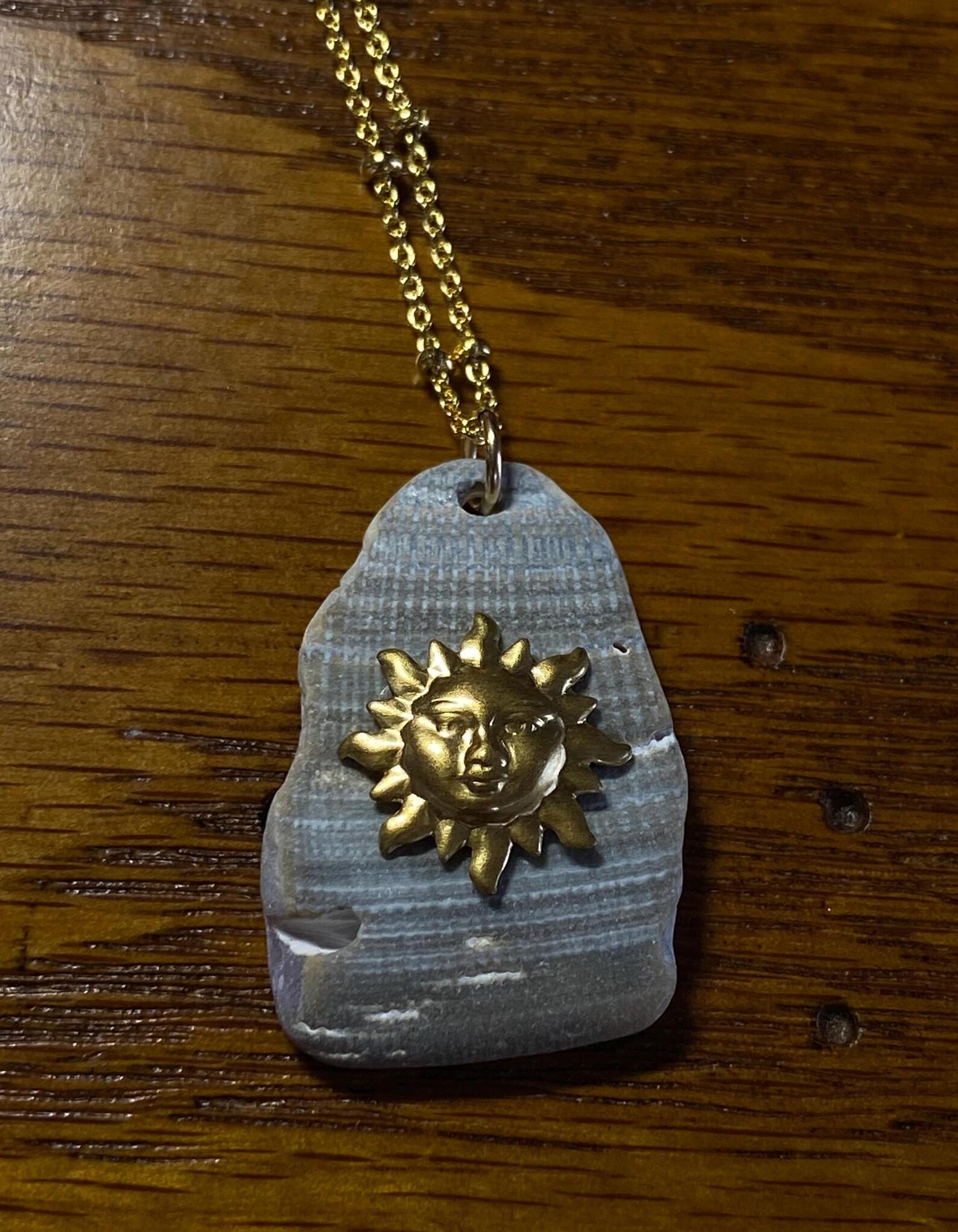 ONE OF A KIND | Purple Shell Sun Face Necklace | Gold Filled Satellite ...