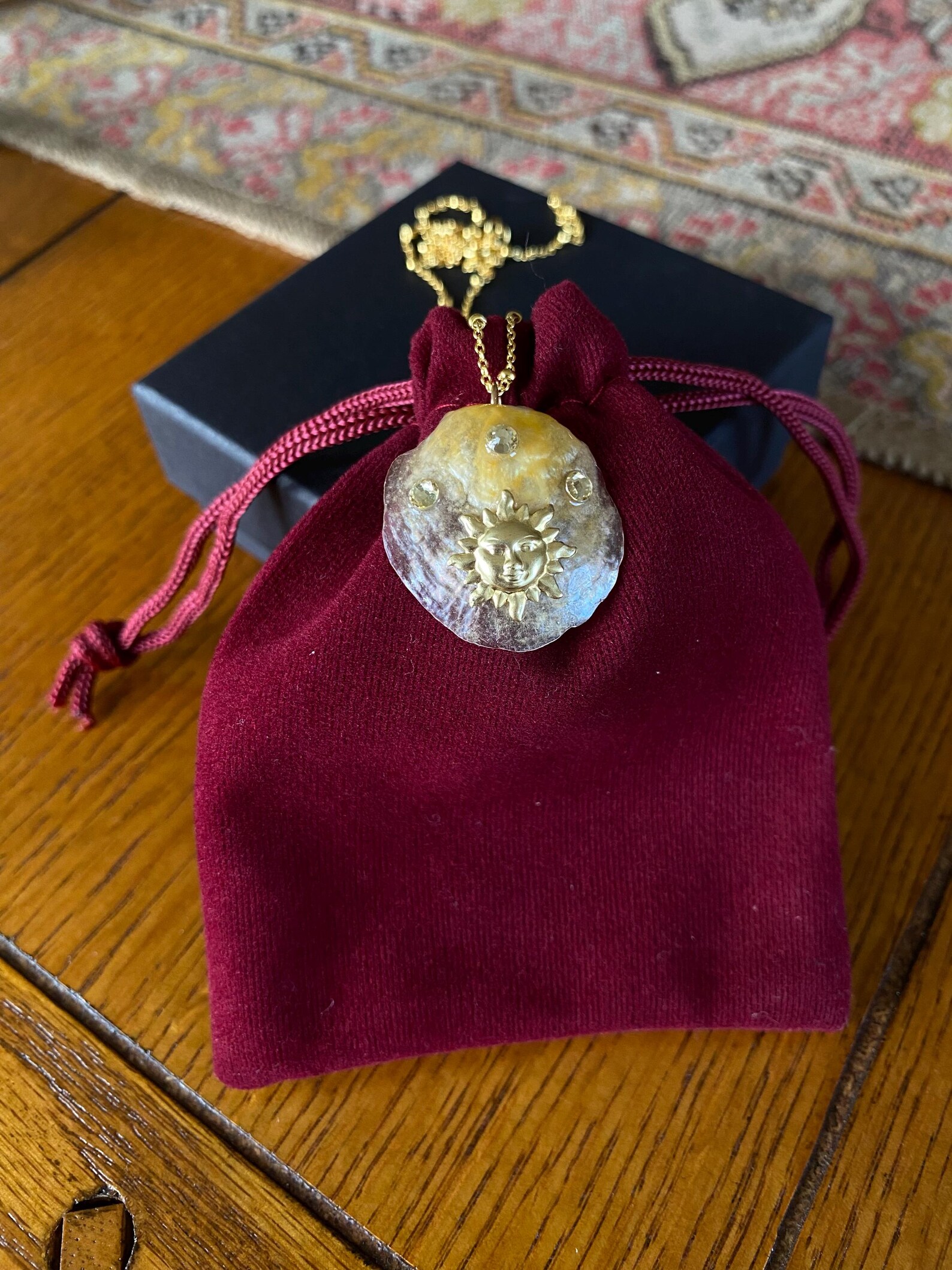 ONE OF A KIND | Shell Sun Face Mermaid Necklace | Gold Filled Satellite ...