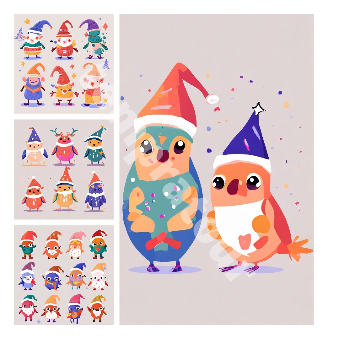 Christmas Creatures Clipart Winter Clipart Bundle DIGITAL - Etsy